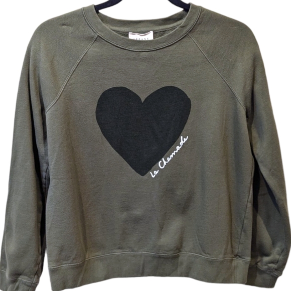 Sezane | Tops | Sezane Heart Aflutter La Chamade Graphic Green Boxy ...